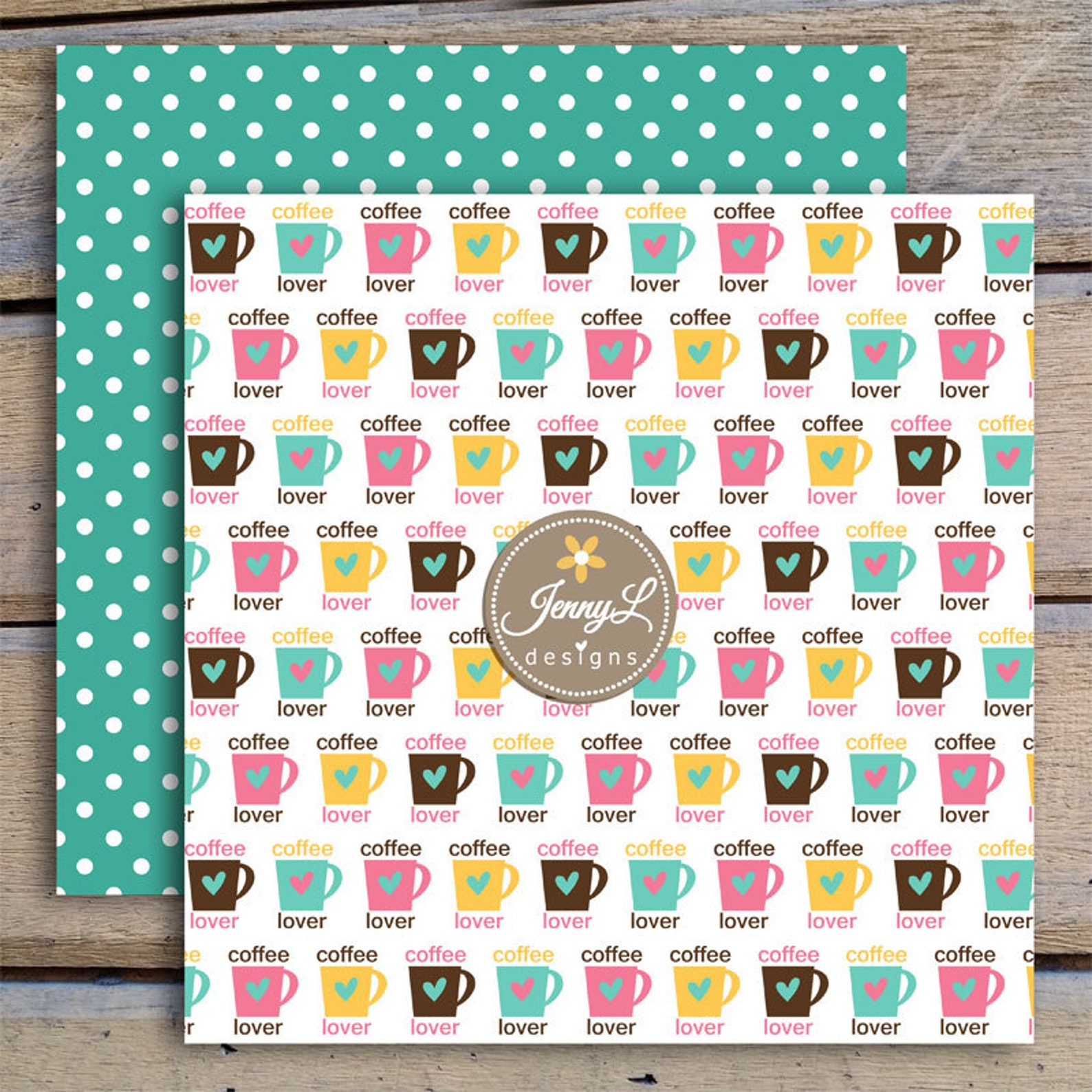 Coffee Donut Digital Papers Clipart, Coffee Mugs, Doughnuts for ...