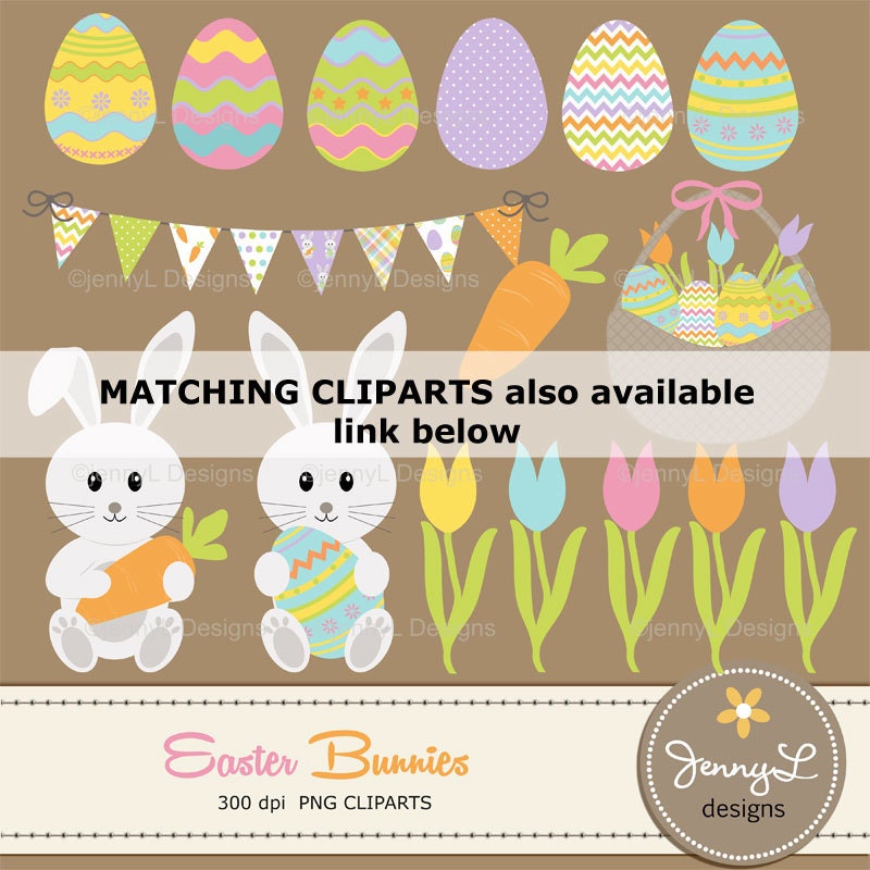 Easter Digital Papers Bunny Clipart HAPPY EASTER Easter - Etsy