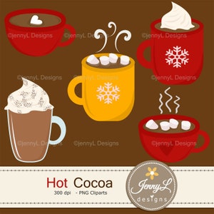 Hot Cocoa Digital Papers and Choco Clipart SET, Hot Chocolate Drink for ...
