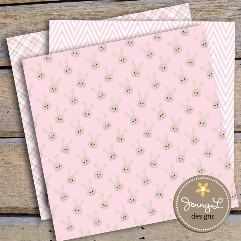 Bunny Rabbit Digital Papers, Girl Bunny Clipart, Bunny Baptism ...