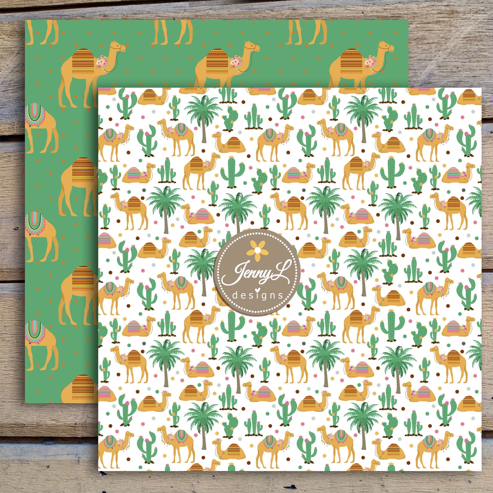 Desert Camel Cactus Digital Paper and Clipart for Birthday - Etsy