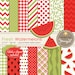 Watermelons Digital Papers and Clipart Summer Picnic Fruit | Etsy