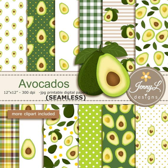 Avocado SEAMLESS Digital Paper and Clipart for Birthday - Etsy
