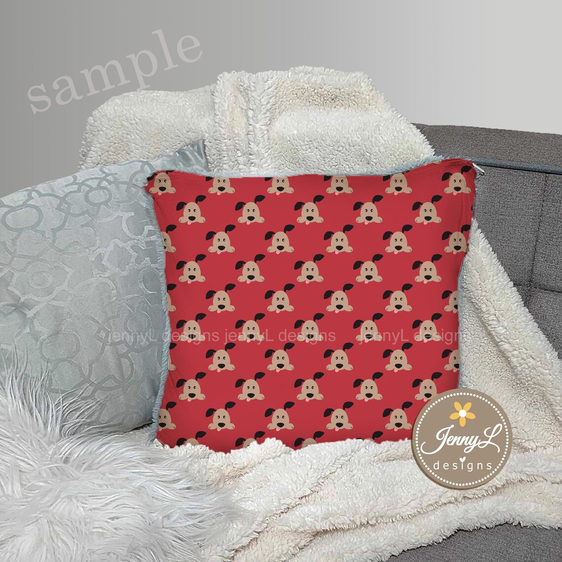 Dog Digital Papers, Pet Puppy Clipart, Red and Brown Theme, Dog Clipart ...
