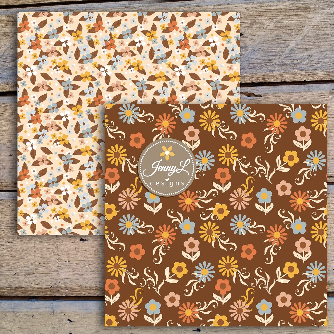 Retro Vibes SEAMLESS Digital Paper and Rainbow Clipart for - Etsy