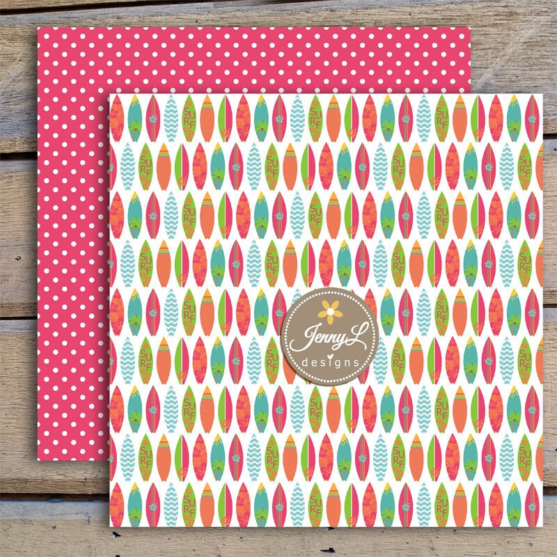 Surfing Digital Papers and Clipart SET Surfing Board | Etsy