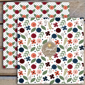 Navy Blue Burgundy Floral Digital Paper, Wedding Fall Flower Paper ...