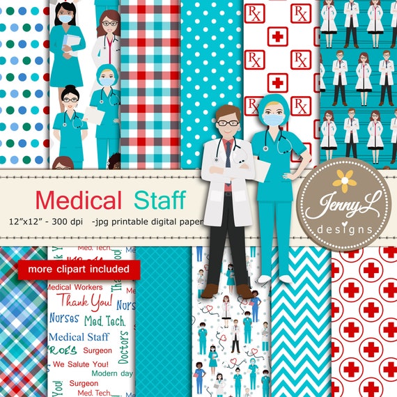 Medical Doctors Nurses Digital Paper Medical Worker and Stethoscope ...