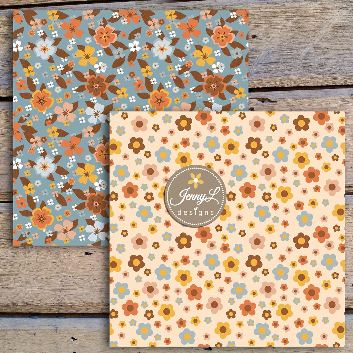 Retro Vibes SEAMLESS Digital Paper and Rainbow Clipart for - Etsy