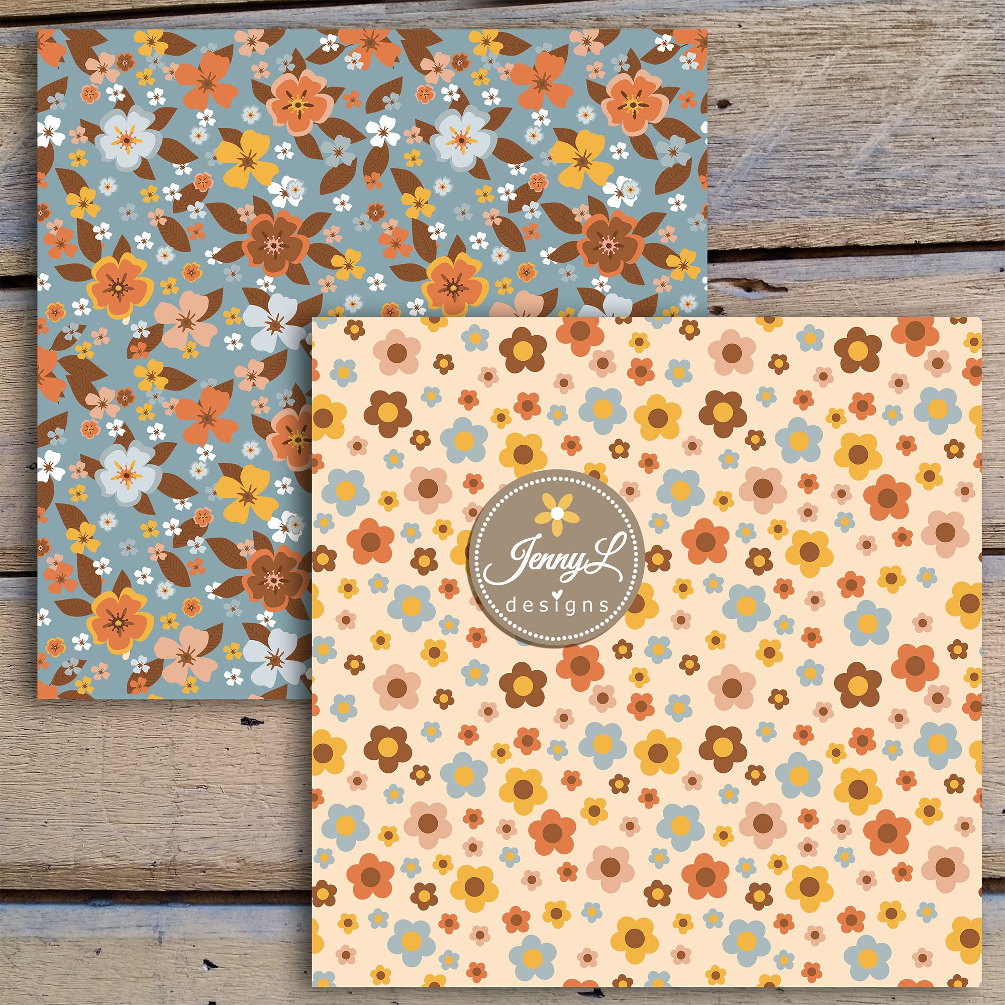 Retro Vibes SEAMLESS Digital Paper and Rainbow Clipart for - Etsy