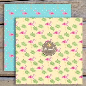 Summer Flamingo Digital Papers, Pink Flamingo Party for Digital ...