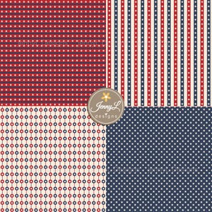 Vintage 4th of July Digital Paper, Stars and Stripes, Patriotic ...