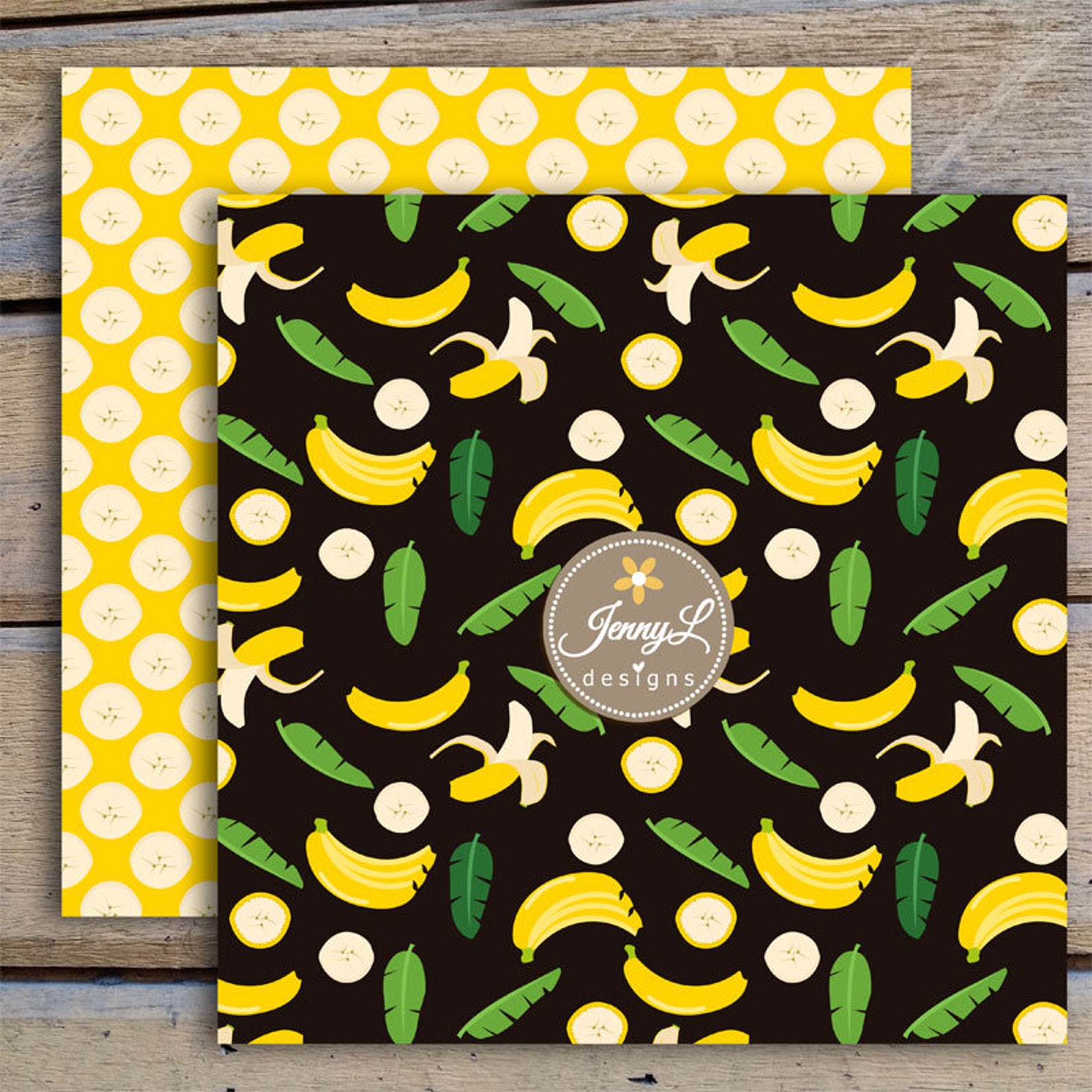 Tropical Bananas Digital Paper and Clipart SET Summer | Etsy