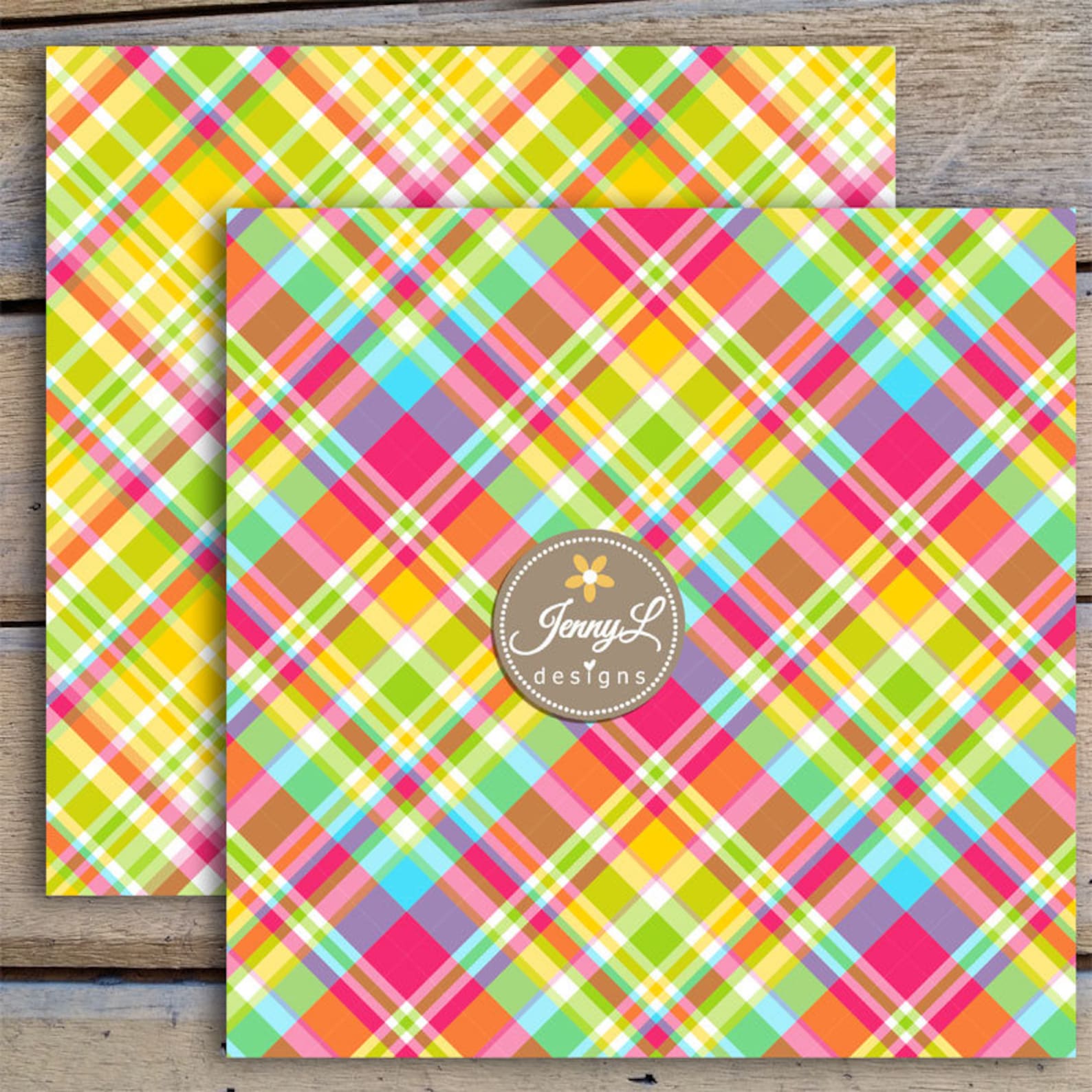 Tropical Plaids Digital Papers Summer for Digital - Etsy