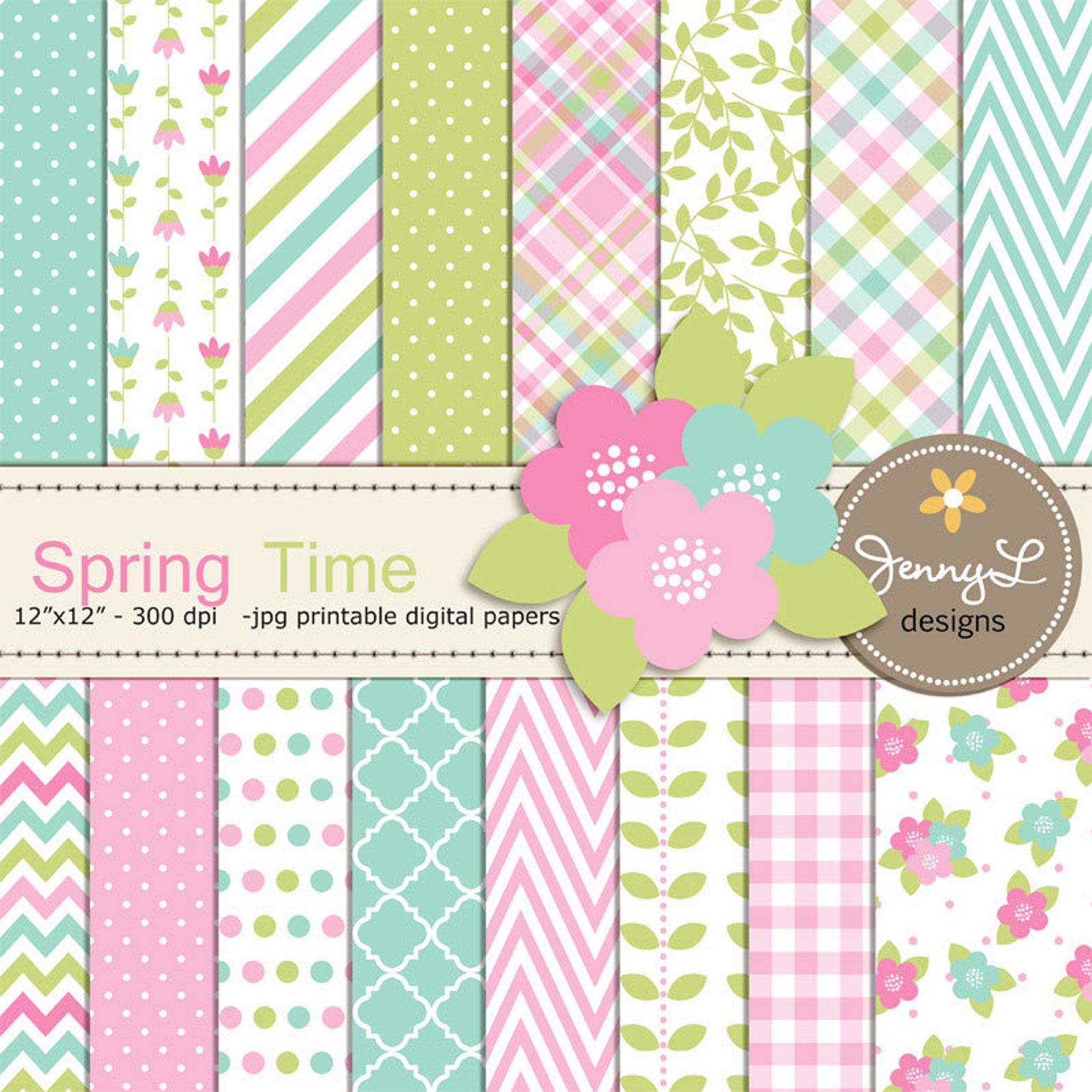 Spring Digital Papers and Flower Clipart Tulip Blossom - Etsy