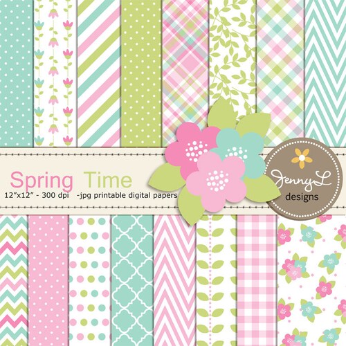 Spring Digital Papers and Flower Clipart Tulip Blossom - Etsy