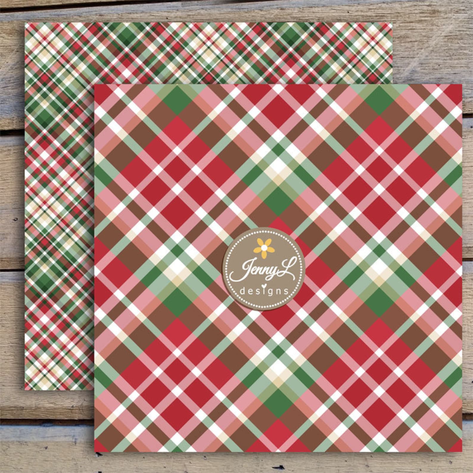Christmas Plaids Digital Papers, Traditional Christmas Papers, Holiday ...