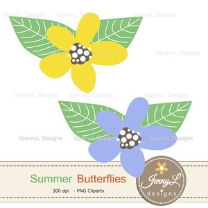 Summer Butterflies Digital Papers and Flowers Floral Clipart SET for ...