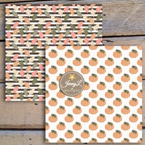 Fall SEAMLESS Digital Paper and Pumpkin Clipart, Fall Leaves for ...