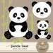 Panda Bear Digital Papers and Clipart, Stitched Heart Bamboo Digital ...