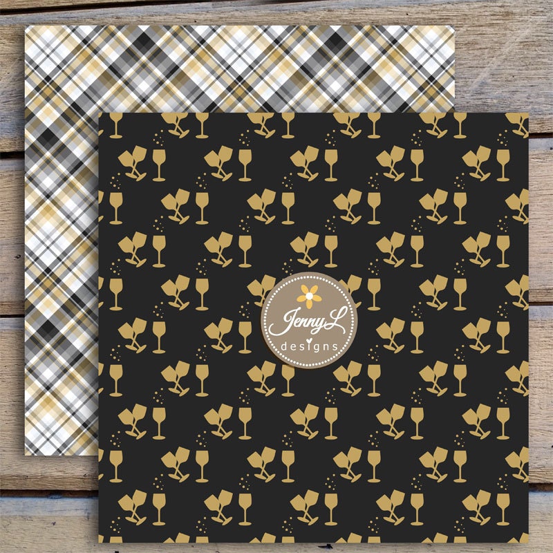 Wine Digital Papers, Wine Glass, Wine Bottle New Year for Digital ...