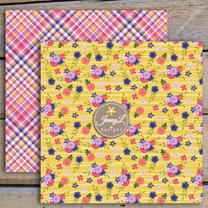 Summer Floral Digital Papers and Flowers Clipart SET for Digital ...