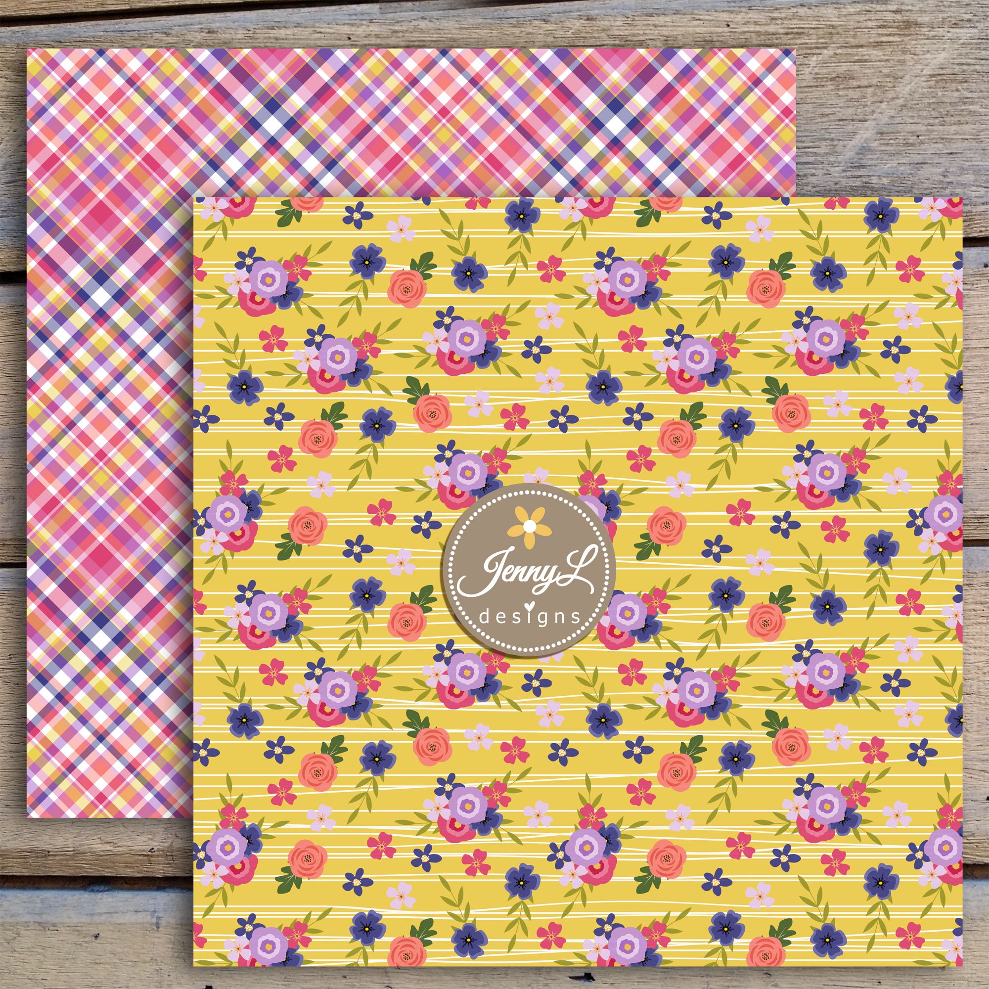 Summer Floral Digital Papers and Flowers Clipart SET for | Etsy