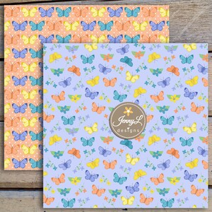 Summer Butterflies Digital Papers and Flowers Floral Clipart SET for ...