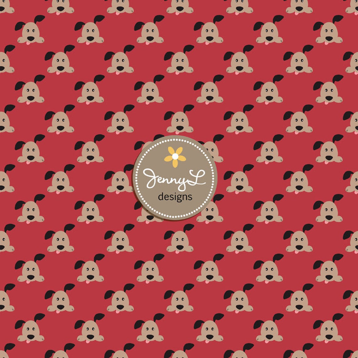 Dog Digital Papers, Pet Puppy Clipart, Red and Brown Theme, Dog Clipart ...