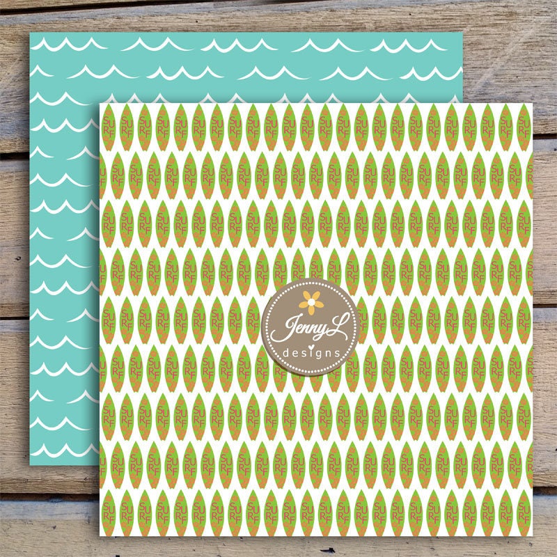 Surfing Digital Papers and Clipart SET Surfing Board | Etsy