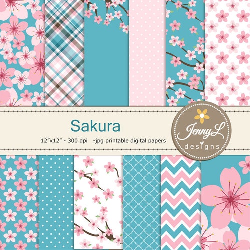Sakura Cherry Blossom Digital Papers Floral Digital Paper - Etsy