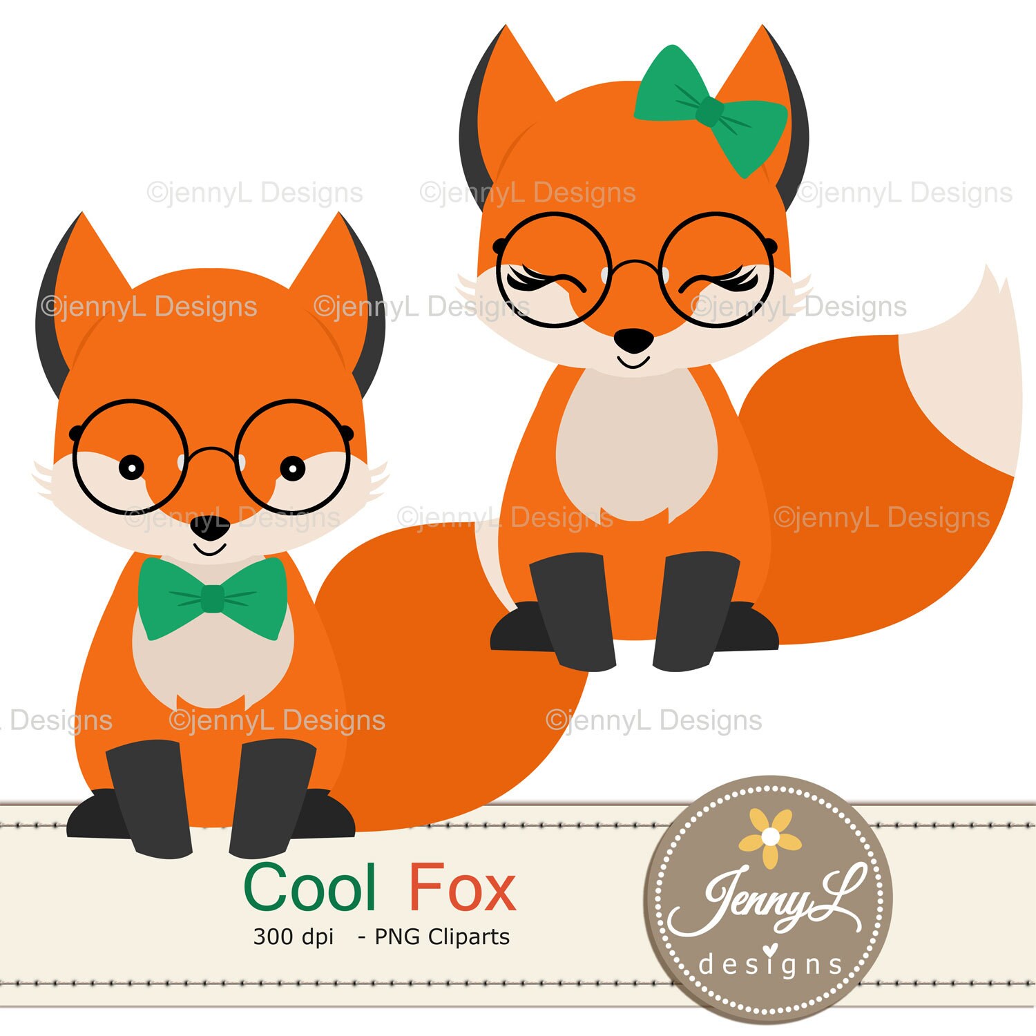 Fox Digital Paper and Clipart Fall Woodland Animal Fox with | Etsy