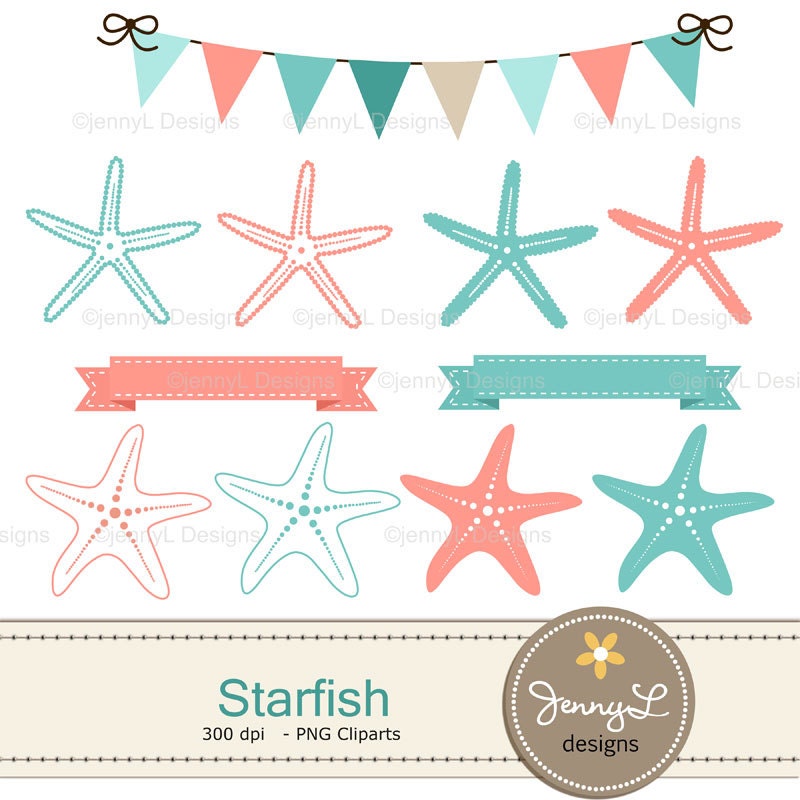 Starfish Digital papers and Clipart Sea Starfishes Baby | Etsy