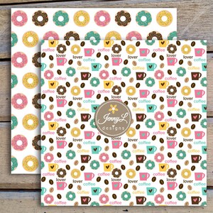 Coffee Donut Digital Papers Clipart, Coffee Mugs, Doughnuts for ...