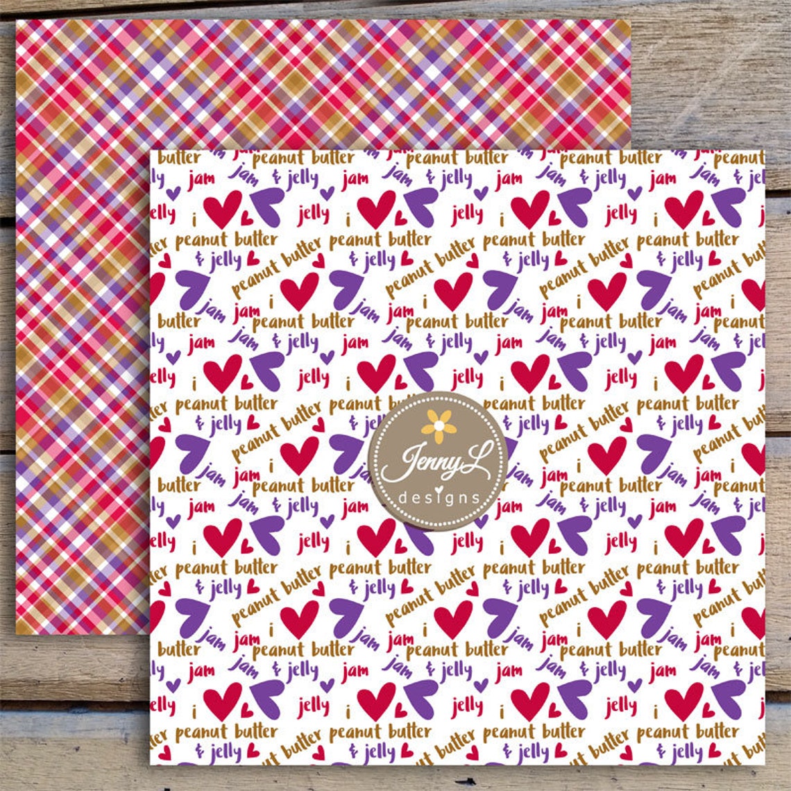 Peanut Butter and Jelly Digital Papers and Strawberry, Grape Jam ...