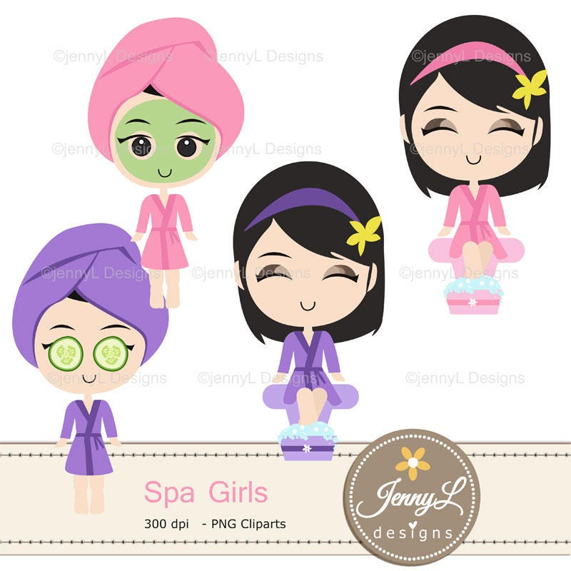 Spa Girls Digital Papers and Clipart SET Spa Pary Cucumber | Etsy