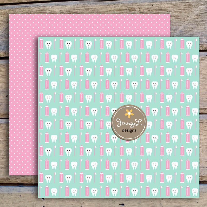 Tooth Girl Digital Paper and Clipart SET, Dental Care, Teeth ...