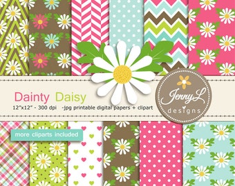 Daisy Flower Digital Papers and Clipart SET for Wedding | Etsy