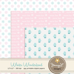 Winter Digital Papers, Snow Frosty Digital Paper, Snowflakes Digital ...