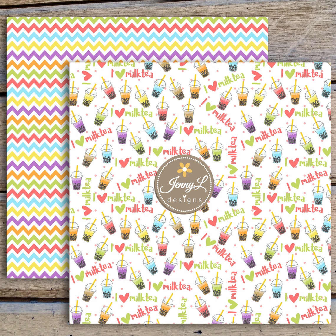 Milk Tea Digital Papers and Bobba Bubble Tea Tapioca Tea - Etsy