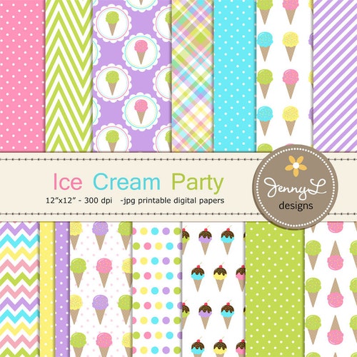 Ice Cream Cake Lollipop Birthday Party Digital Papers - Etsy