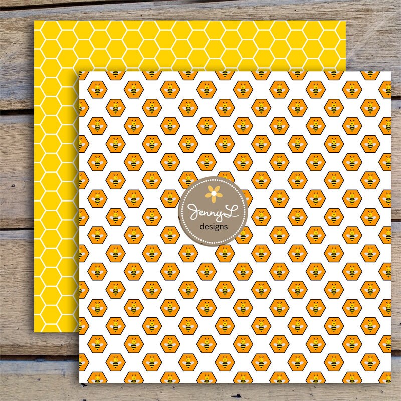 Bee Digital Papers and Clipart SET Bumble Bees Honeycomb - Etsy