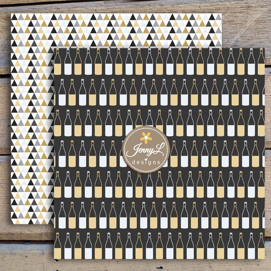 Wine Digital Papers, Wine Glass, Wine Bottle New Year for Digital ...