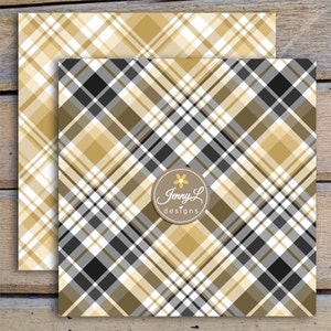 Black and Gold Plaids Digital Papers, New Year, Holiday Digital ...
