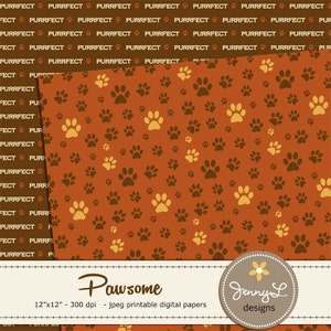 Pet Digital Paper, Dog Digital Papers, Paws Scrapbooking Papers, Cat ...