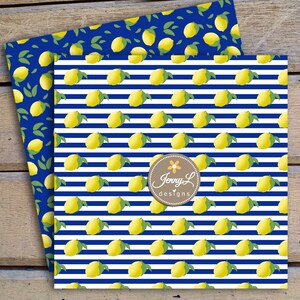 Lemons Digital Papers and Clipart SET for Digital Scrapbooking, Lemon ...