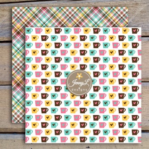 Coffee Donut Digital Papers Clipart, Coffee Mugs, Doughnuts for ...