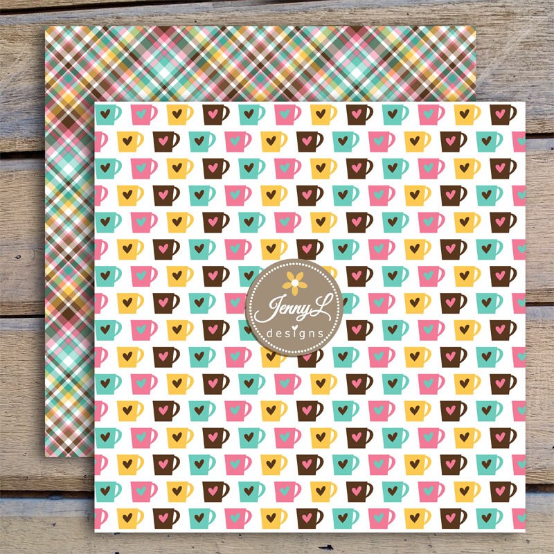 Coffee Donut Digital Papers Clipart Coffee Mugs Doughnuts - Etsy