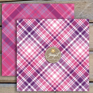 Pink and Violet Plaids Digital Papers, Lavender, Boho, Tartan, Stripes ...