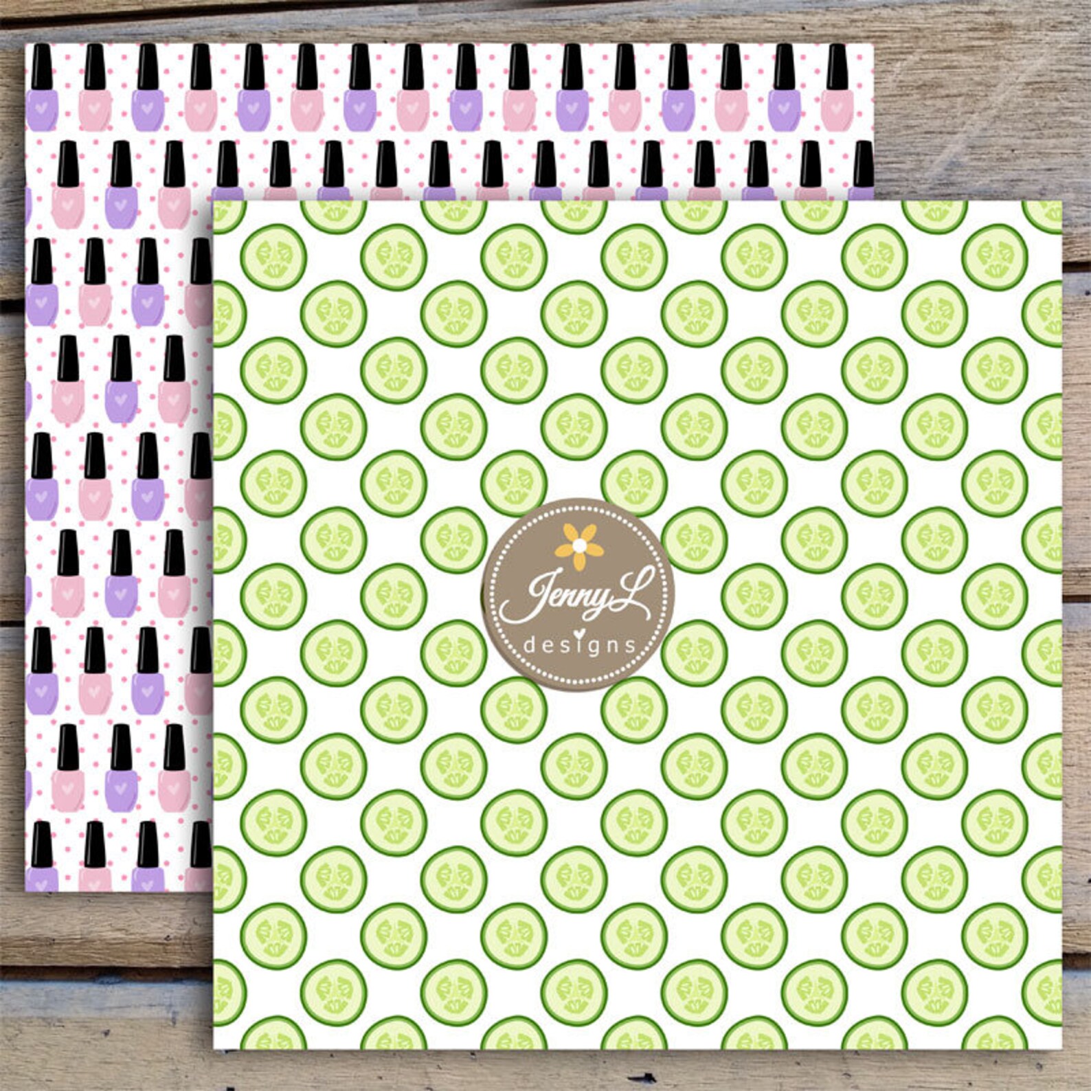 Spa Girls Digital Papers and Clipart SET Spa Pary Cucumber | Etsy